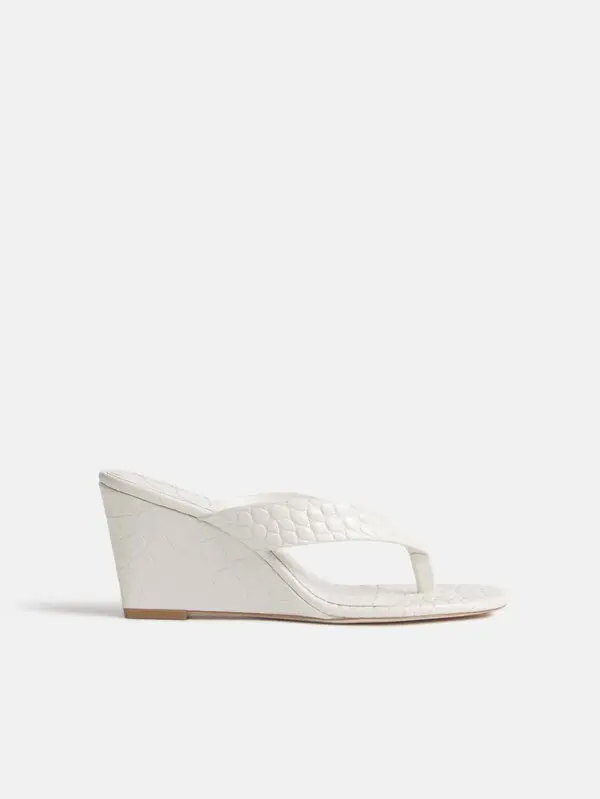 REFORMATION Jessie Wedge Thong Sandals - Ivory