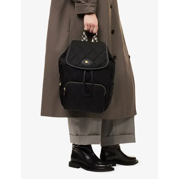 Burberry Horseshoe Drawstring Woven Backpack