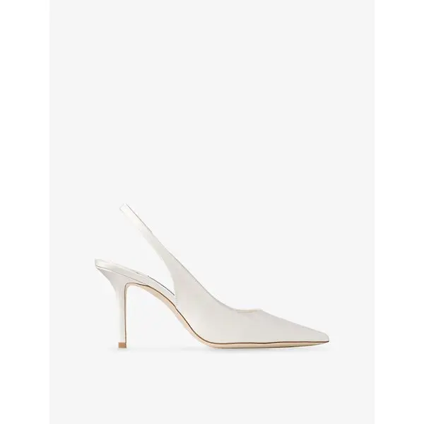 JIMMY CHOO Love Slingback 85 Satin Heels - Ivory