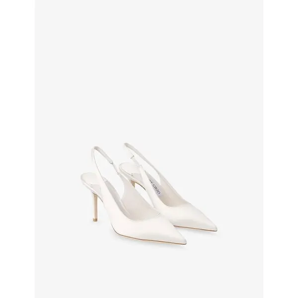 JIMMY CHOO Love Slingback 85 Satin Heels - Ivory
