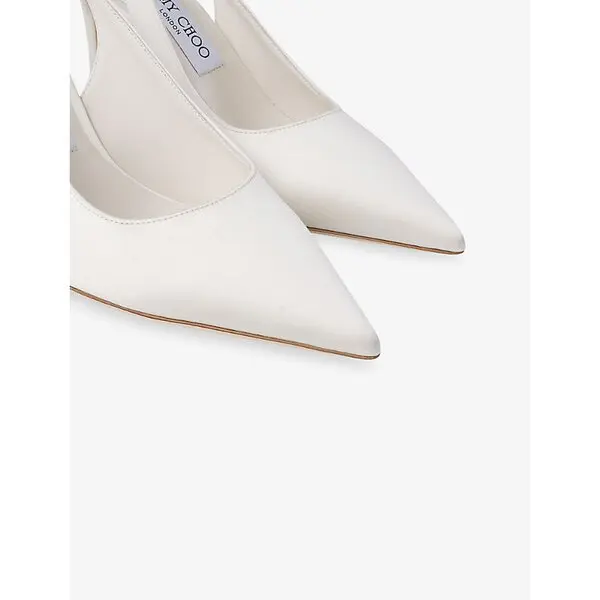 JIMMY CHOO Love Slingback 85 Satin Heels - Ivory
