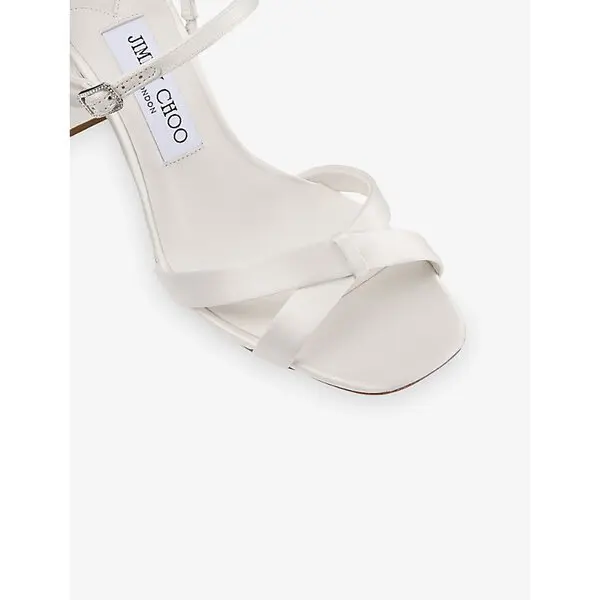 JIMMY CHOO Elsy 85 Satin Sandals - Ivory