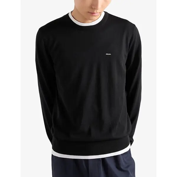 Prada Superfine Wool Crew-neck Jumper - Black