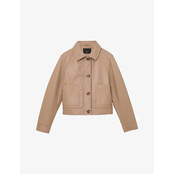 REISS Leather Trucker Jacket