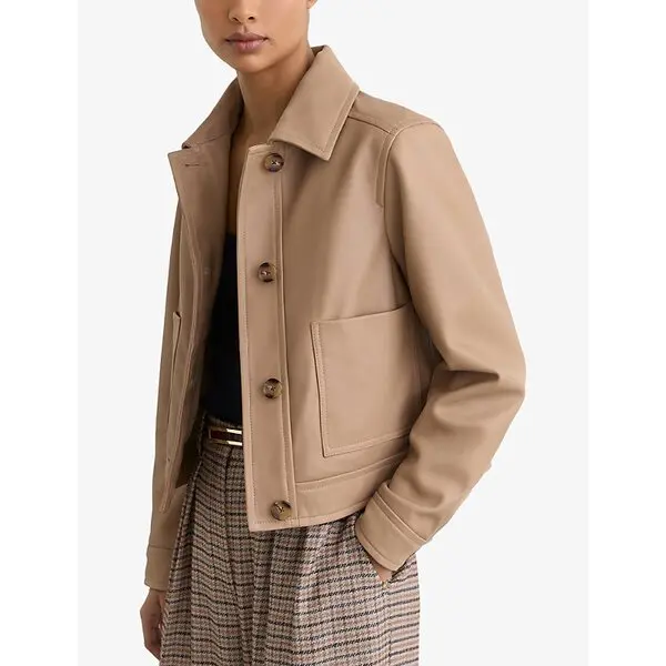 REISS Leather Trucker Jacket