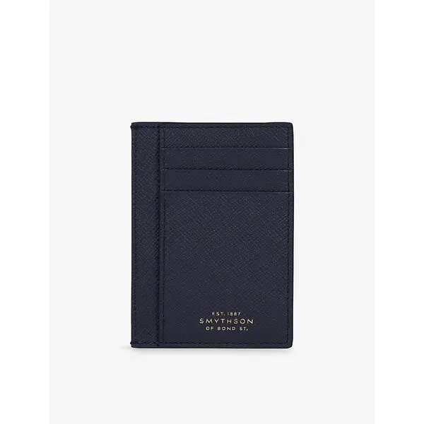 Smythson Panama Leather Card Holder - Navy