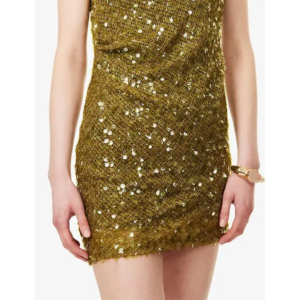 Bec & Bridge Cabine Boatneck Sequin Woven Mini Dress