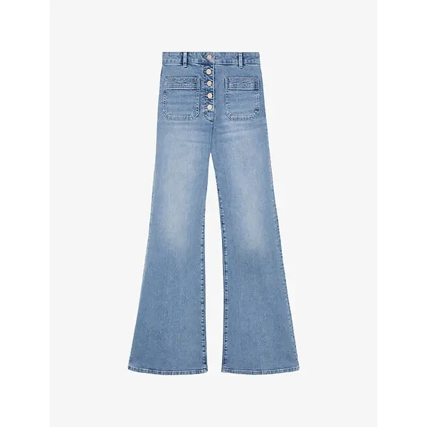 REISS Cali Flared Stretch-denim Jeans - Light Blue
