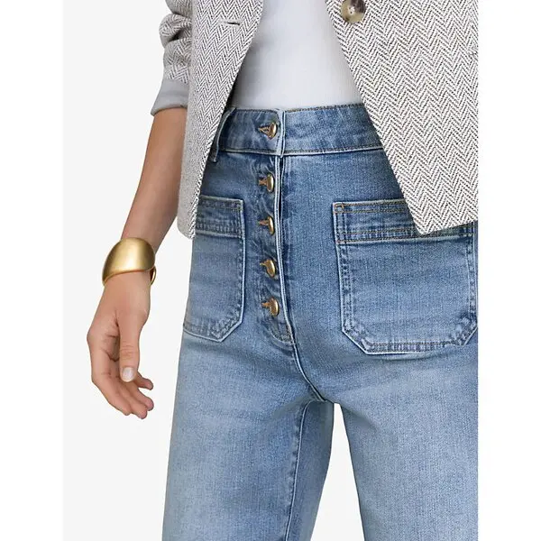 REISS Cali Flared Stretch-denim Jeans - Light Blue