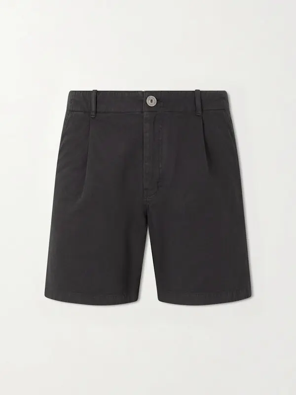 Mr P. Wide-leg Pleated Cotton-canvas Shorts