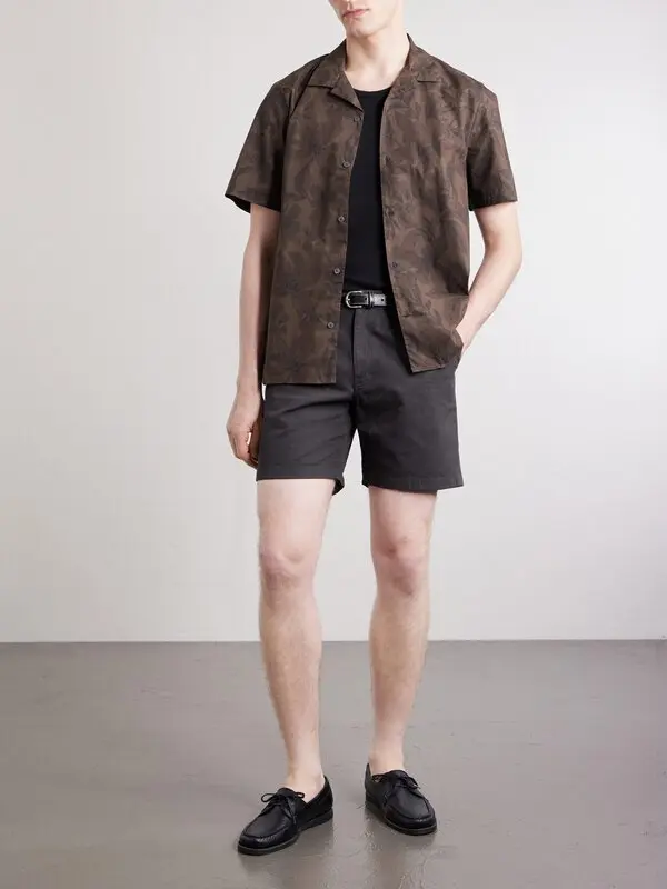 Mr P. Wide-leg Pleated Cotton-canvas Shorts