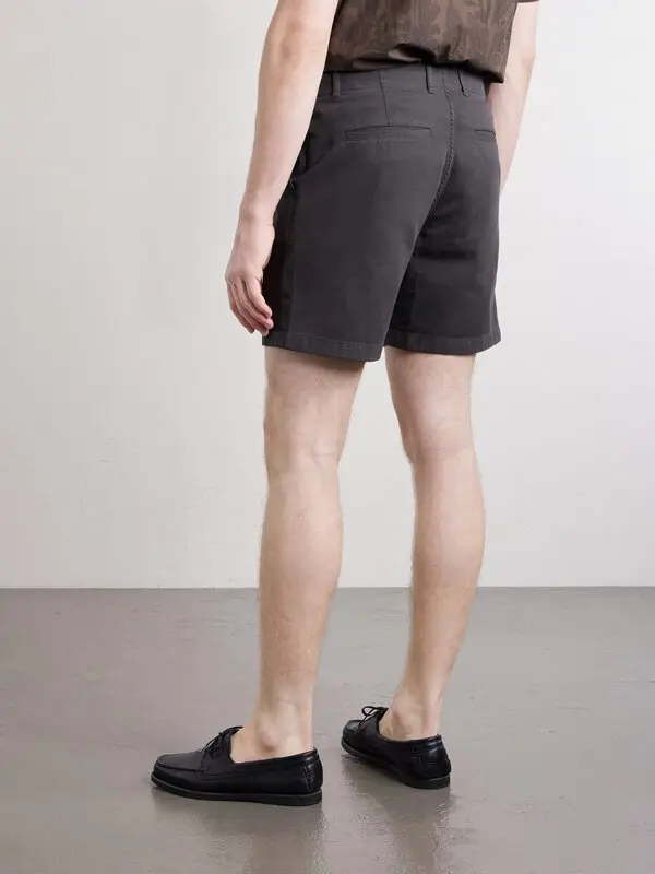Mr P. Wide-leg Pleated Cotton-canvas Shorts