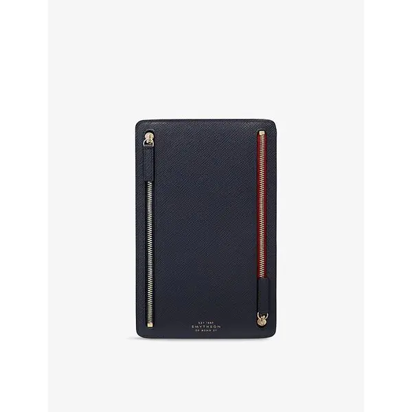Smythson Panama Multi-zip Leather Case - Navy