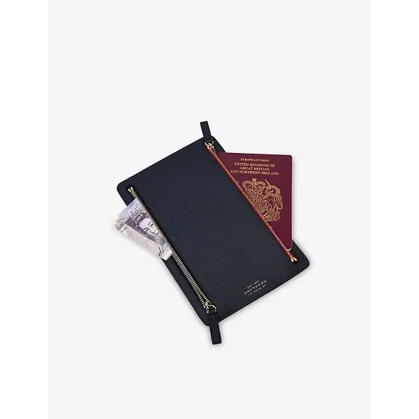 Smythson Panama Multi-zip Leather Case - Navy