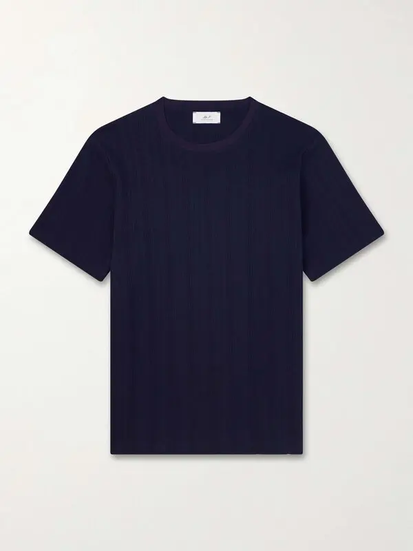 Mr P. Textured Organic Cotton T-shirt - Blue