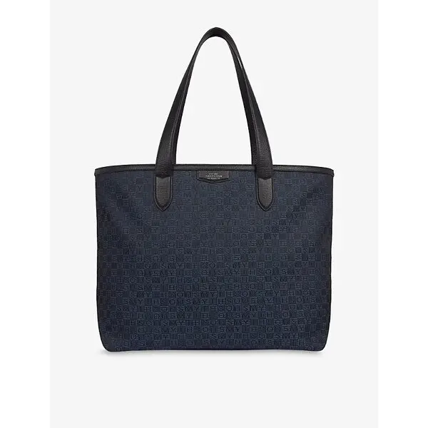 Smythson Monogram Canvas Tote Bag