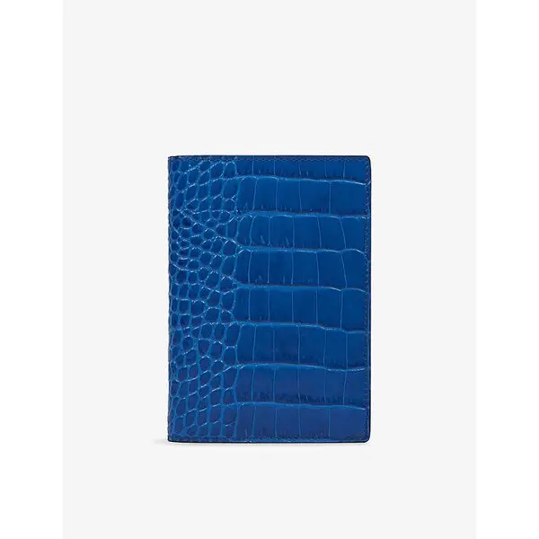 Smythson Mara Textured-leather Passport Holder - Cerulean