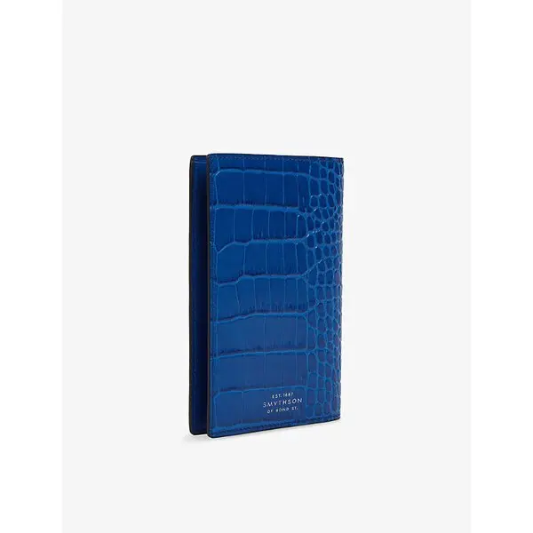Smythson Mara Textured-leather Passport Holder - Cerulean