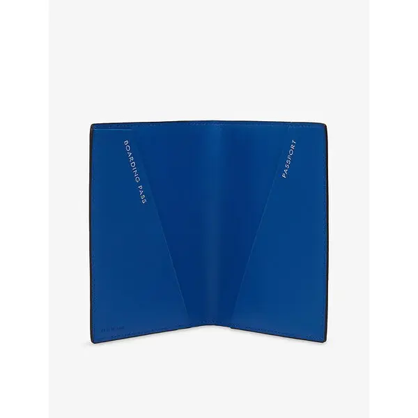 Smythson Mara Textured-leather Passport Holder - Cerulean
