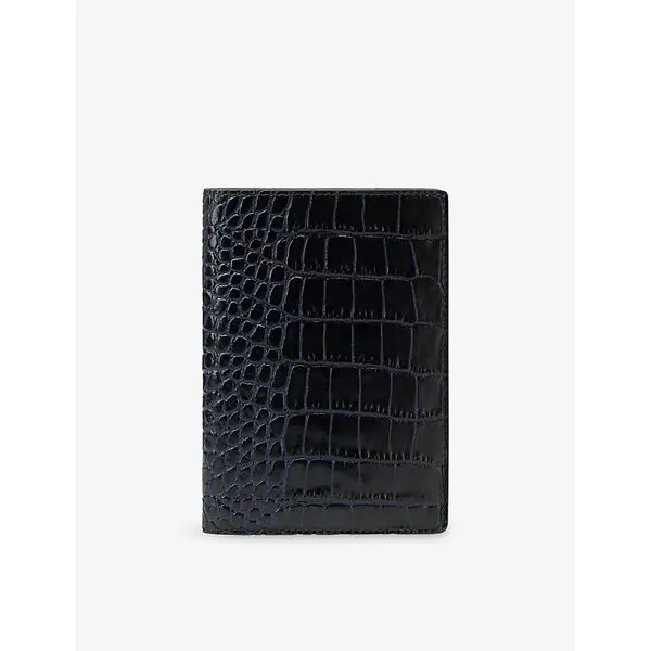 Smythson Mara Textured-leather Passport Holder - Navy