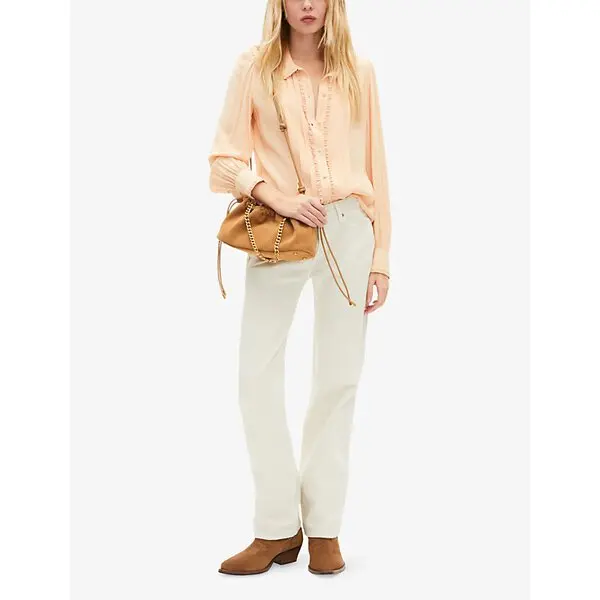 The Kooples Suede Shoulder Bag With Chain Strap
