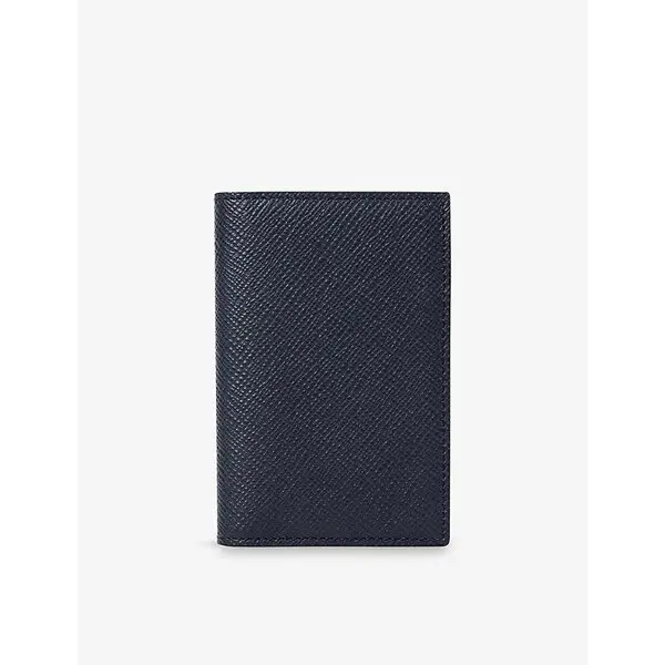 Smythson Panama Six-slot Leather Card Holder - Navy