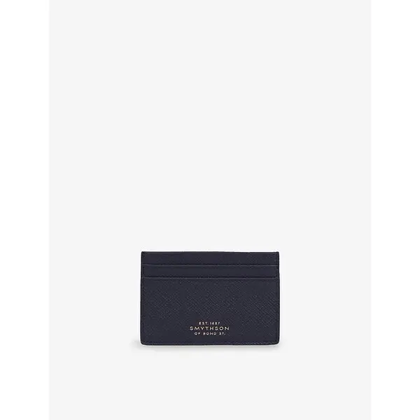 Smythson Panama Leather Card Holder - Navy