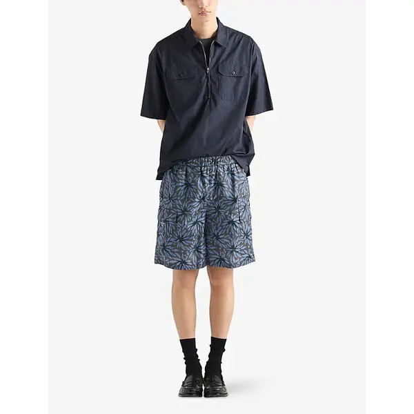 Prada Floral-print Re-nylon Swim Shorts - Grey