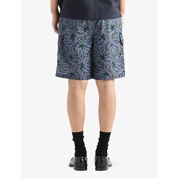 Prada Floral-print Re-nylon Swim Shorts - Grey