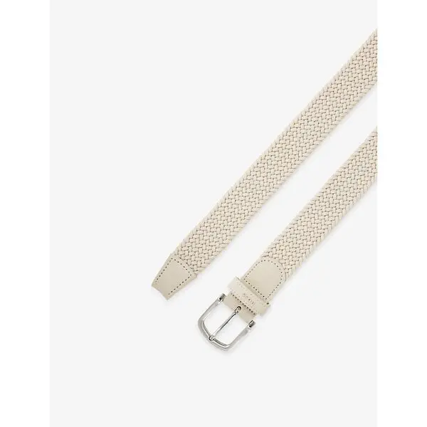 BOSS Logo-embossed Woven Belt - Open Beige