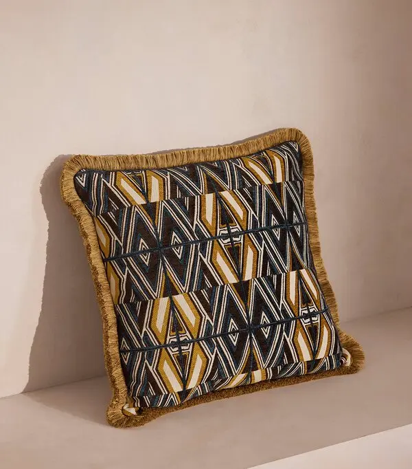 SOHO HOME Jacquard Aspen Square Cushion - Yellow