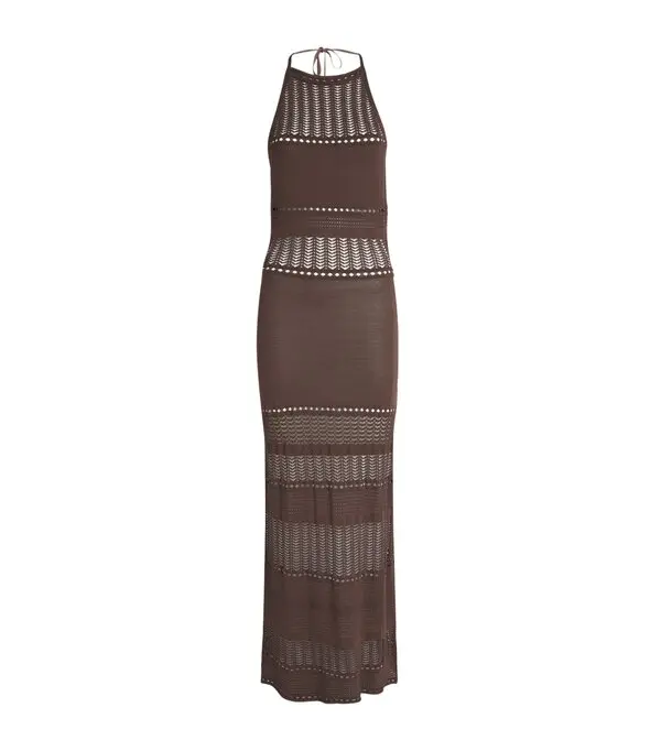 AWAY THAT DAY Halterneck Zanzibar Maxi Dress - Brown