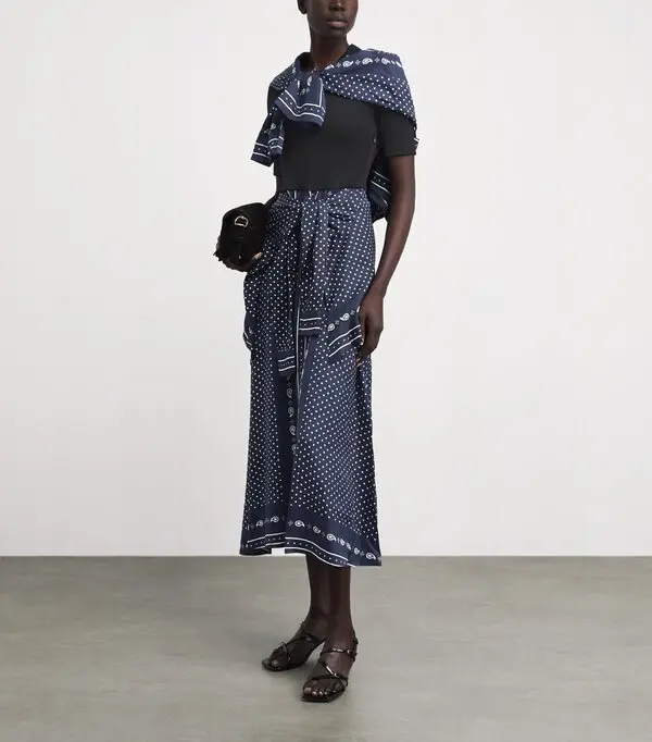 Maje Printed Layered Midi Dress - Blue