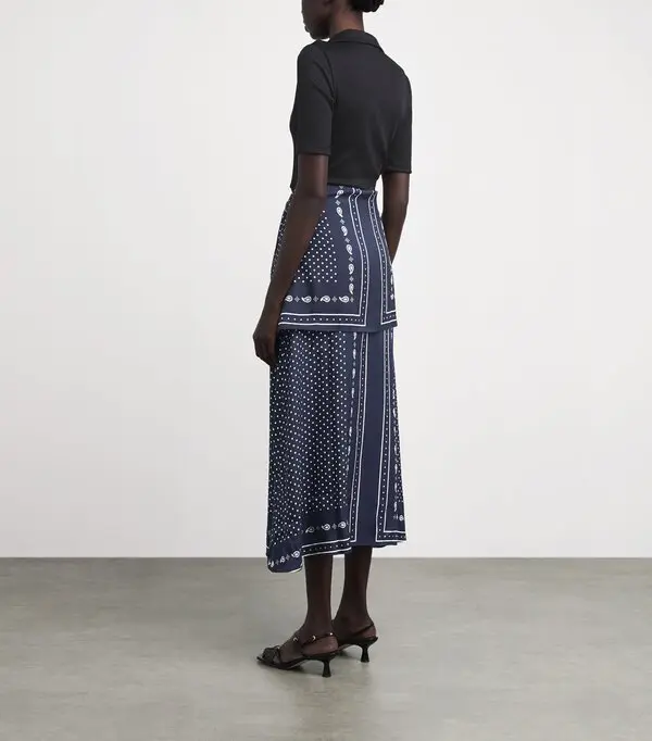Maje Printed Layered Midi Dress - Blue