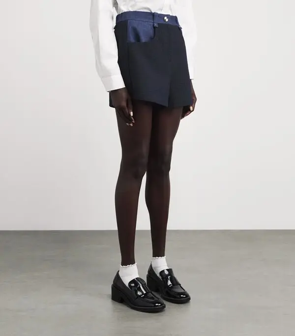 Maje Tweed Denim-trim Shorts