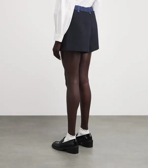 Maje Tweed Denim-trim Shorts