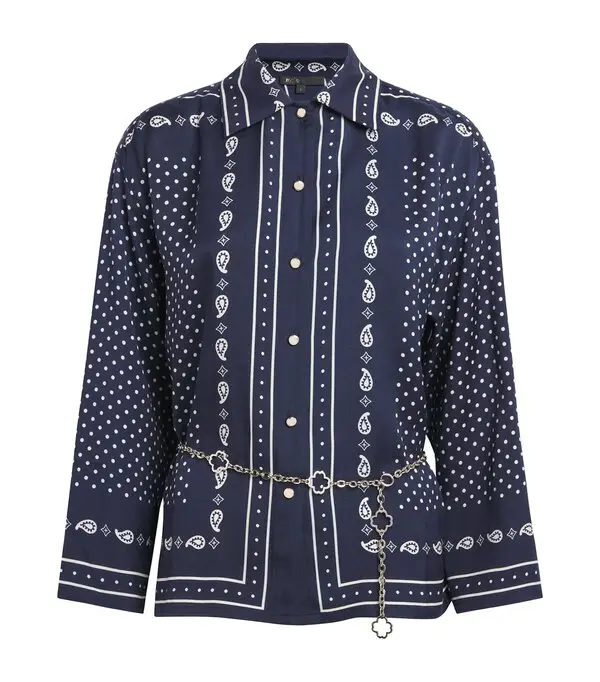 Maje Printed Belted Shirt