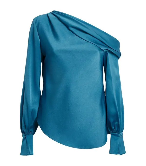 Simkhai Satin One-shoulder Top - Blue