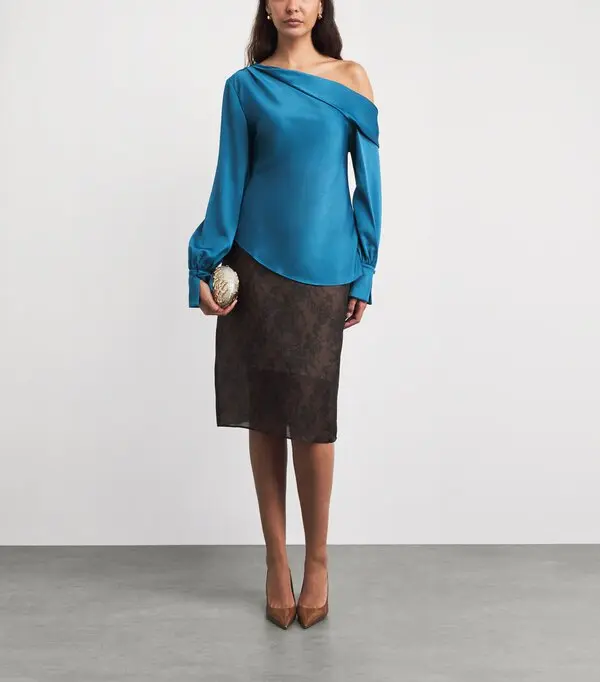 Simkhai Satin One-shoulder Top - Blue