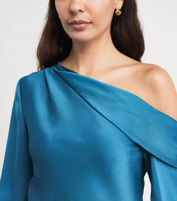 Simkhai Satin One-shoulder Top - Blue