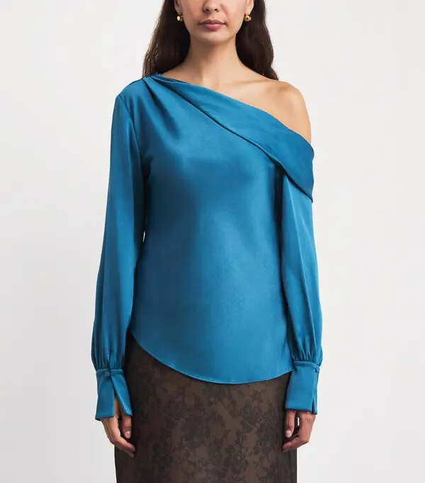 Simkhai Satin One-shoulder Top - Blue