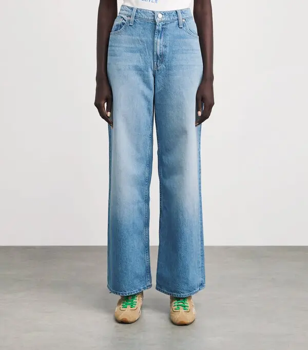 MOTHER The Rerun Zip Sneak Wide-leg Jeans - Blue