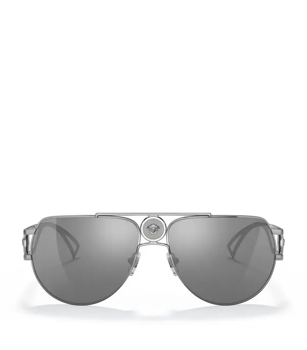 Versace Metal Medusa Aviator Sunglasses - Grey