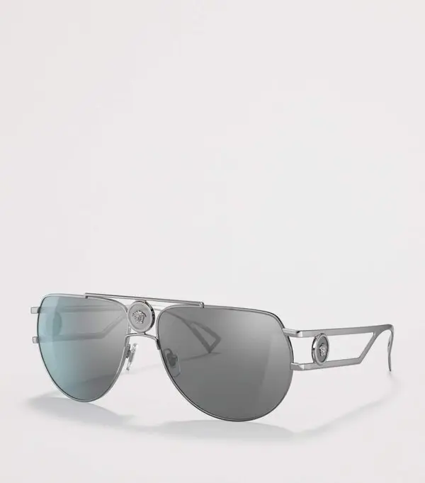 Versace Metal Medusa Aviator Sunglasses - Grey