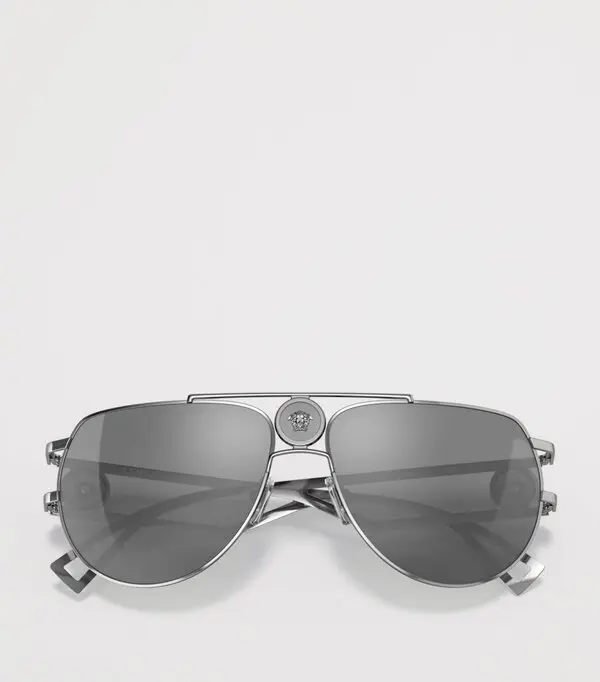 Versace Metal Medusa Aviator Sunglasses - Grey