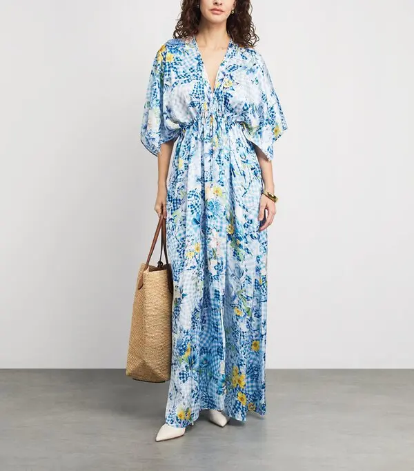 MARY KATRANTZOU Fleur De Vichy Taormina Kaftan Maxi Dress