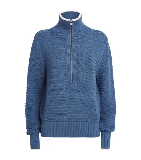 Varley Cotton Morwenna Half-zip Sweater - Blue