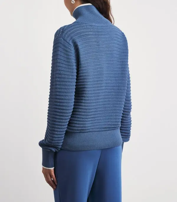 Varley Cotton Morwenna Half-zip Sweater - Blue