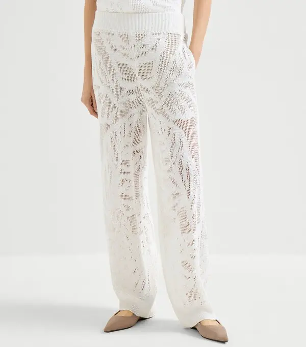 Brunello Cucinelli Linen-cotton Lace-effect Sweatpants