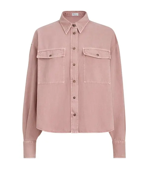 Brunello Cucinelli Cotton-linen Garment-dyed Shirt - Pink
